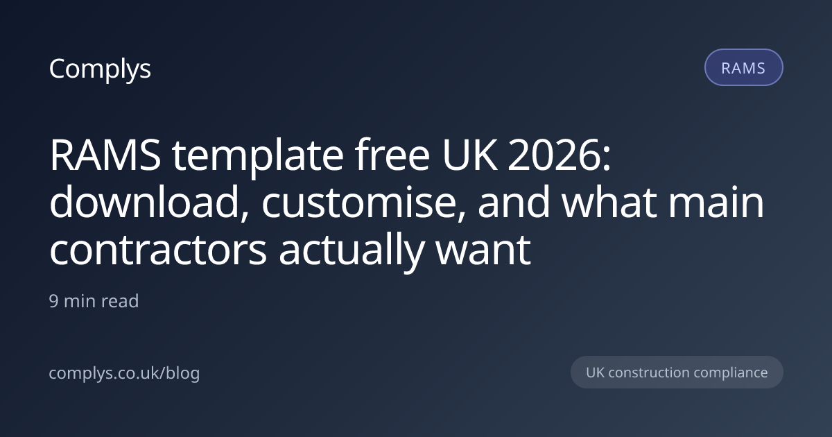 RAMS template free UK 2026: download, customise, and what main ...